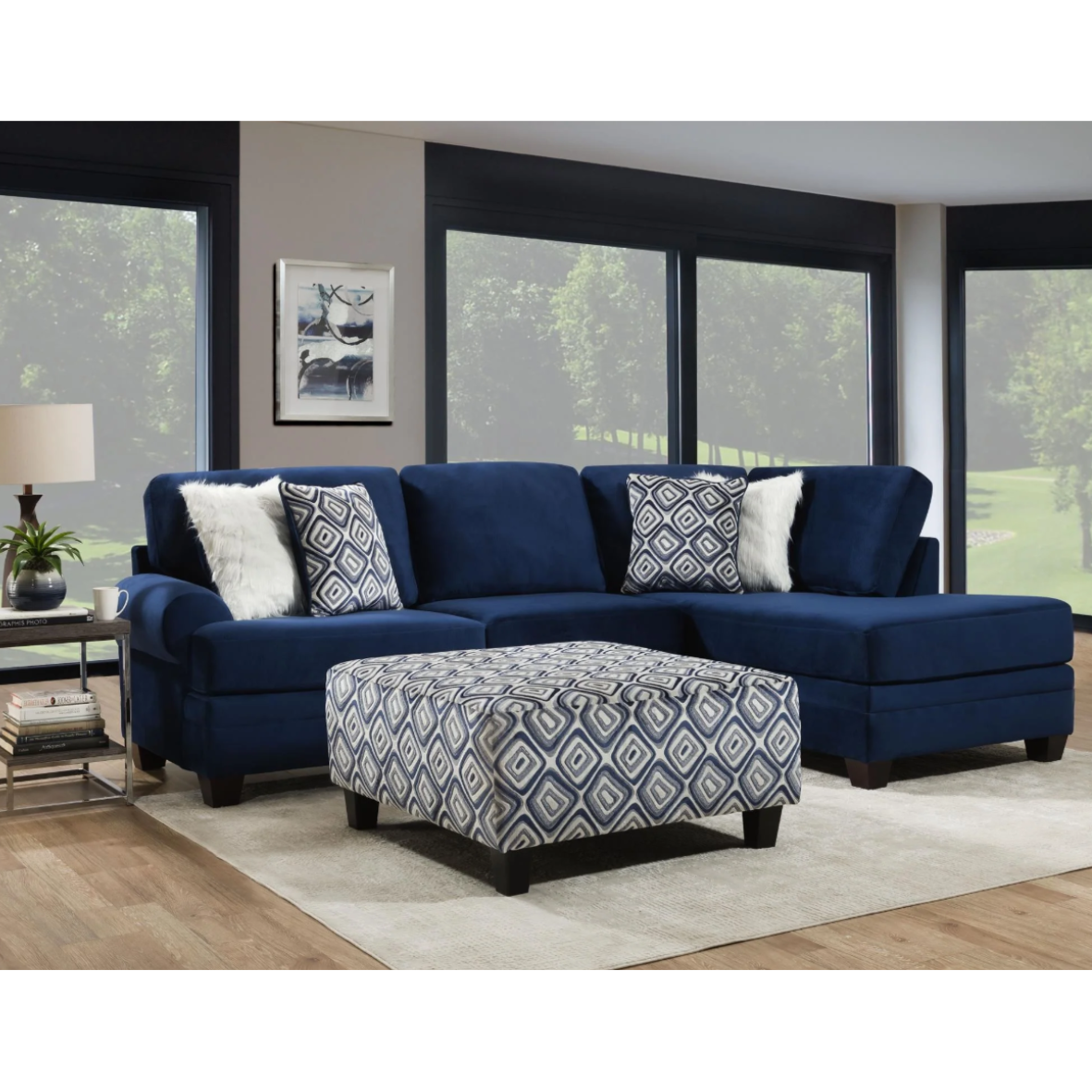 Groovy Navy Two Piece Sectional Cleo s Furniture