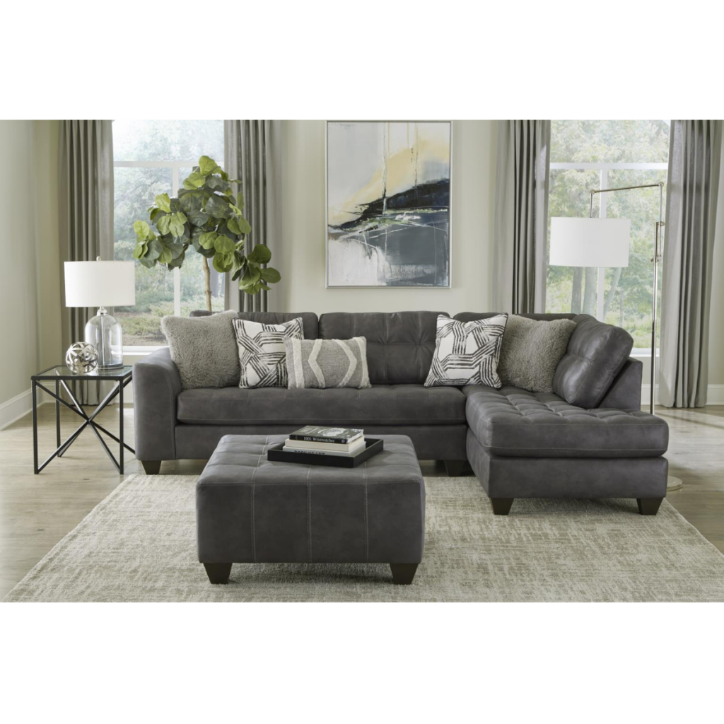 Crow Pewter Two Piece Sectional - Cleo's Furniture